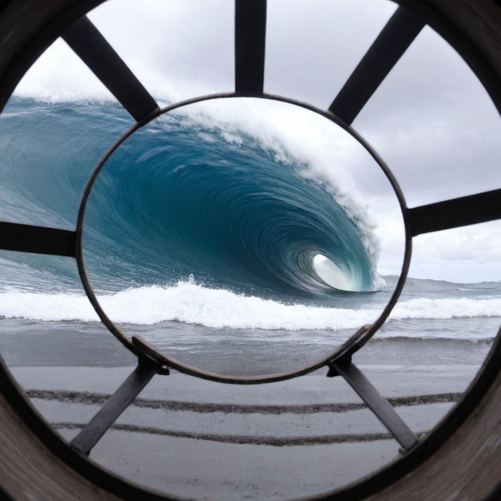 The view from inside a tsunami barrel
