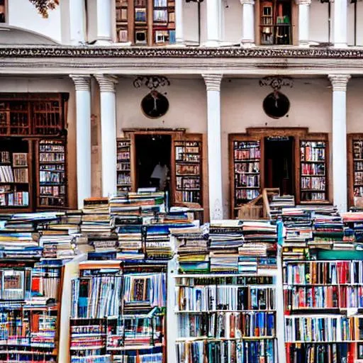 historical city with books everywhere outside that p... | OpenArt