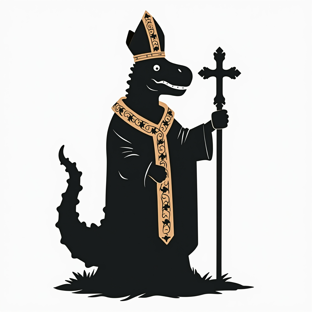 Make a logo on the topic: "Catholic Bishop Dinosaur...