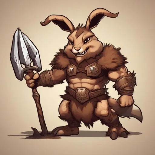 Rabbit Monster, covered in brown and dark brown fur,... | OpenArt