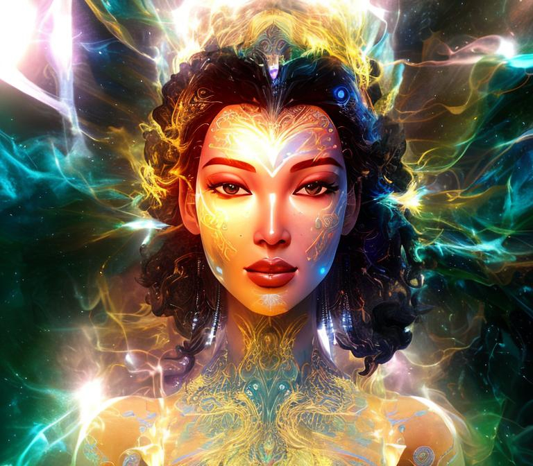 blue woman, aura, full body figure