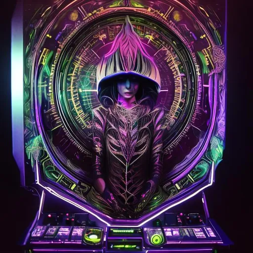 A photo of a dark psychedelic machine elf