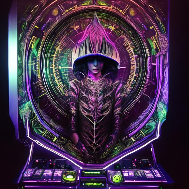 A photo of a dark psychedelic machine elf