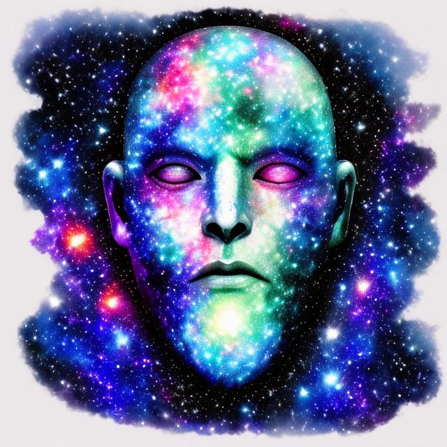 A galaxy that resembles a human face. Please use onl...