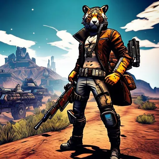 Borderlands art style, cell shading, post-apocalypti...