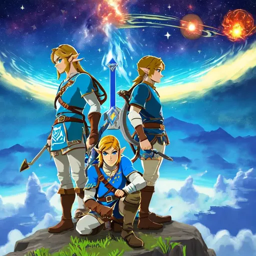 Zelda breath of the wild with link looking over Hyru...