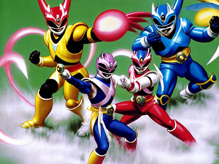 The power rangers fighting monsters