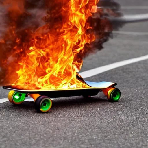 ((4K ULTRA HD)) Skateboard on fire
