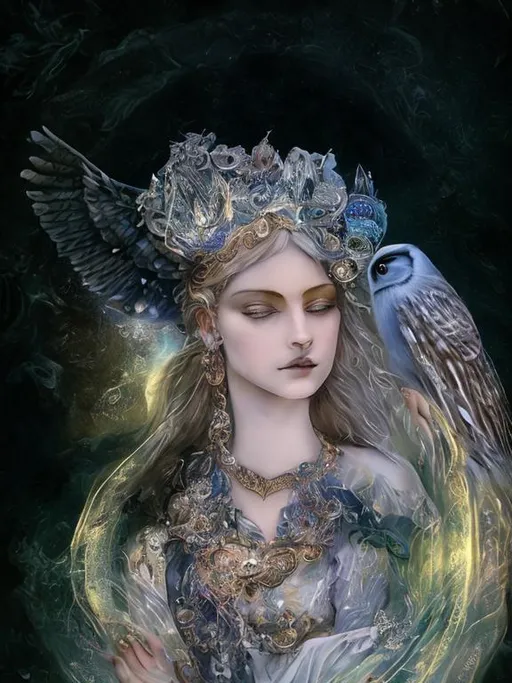 White prism goddess of light, even symmetrical face,...