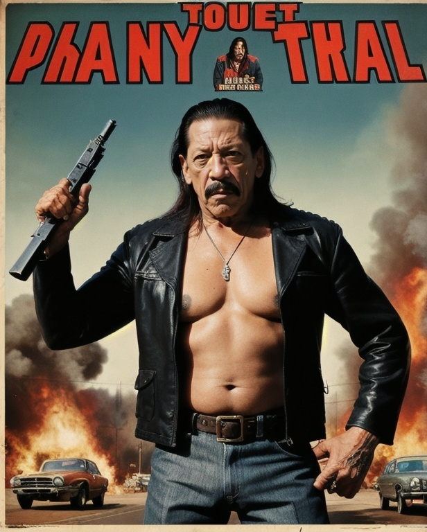 Vintage action, movie poster starring the actor Dann...