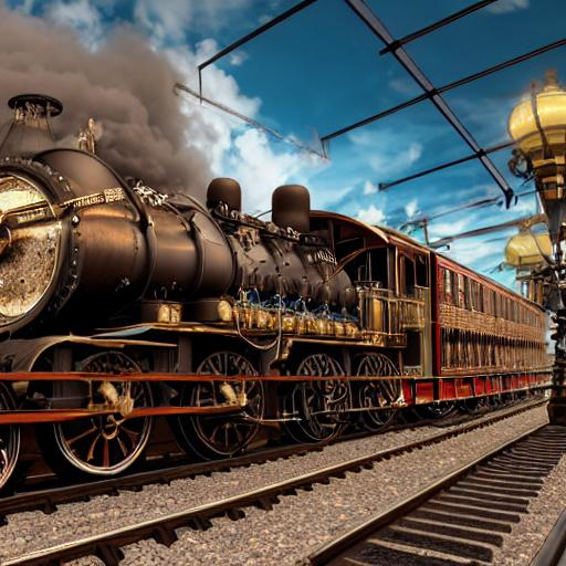 steampunk train, UHD, HDR, 8K, RPG, UHD render, HDR...