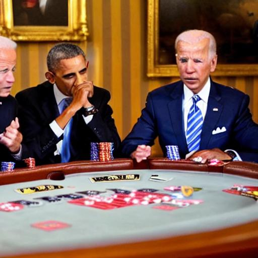 Obama, Biden and trumb sitting around a table playin... | OpenArt