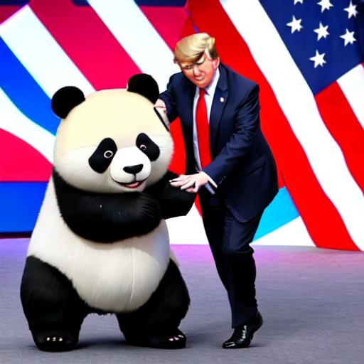 President Trump dancing with a panda in Washington