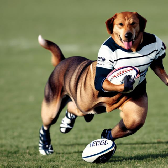 Dog as a rugby player