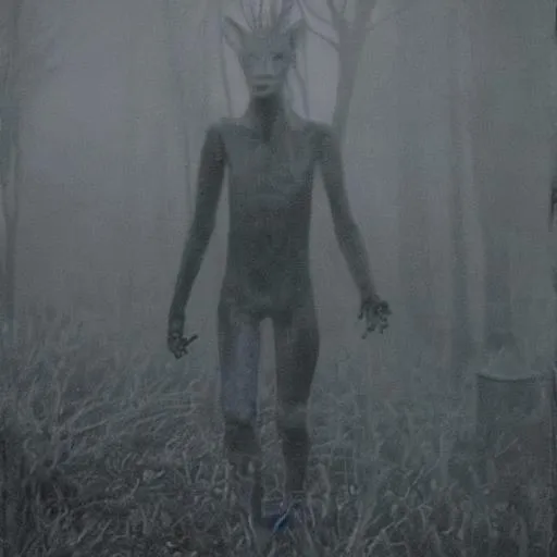 Faceless skinny monster in the pacific ocean looming... | OpenArt