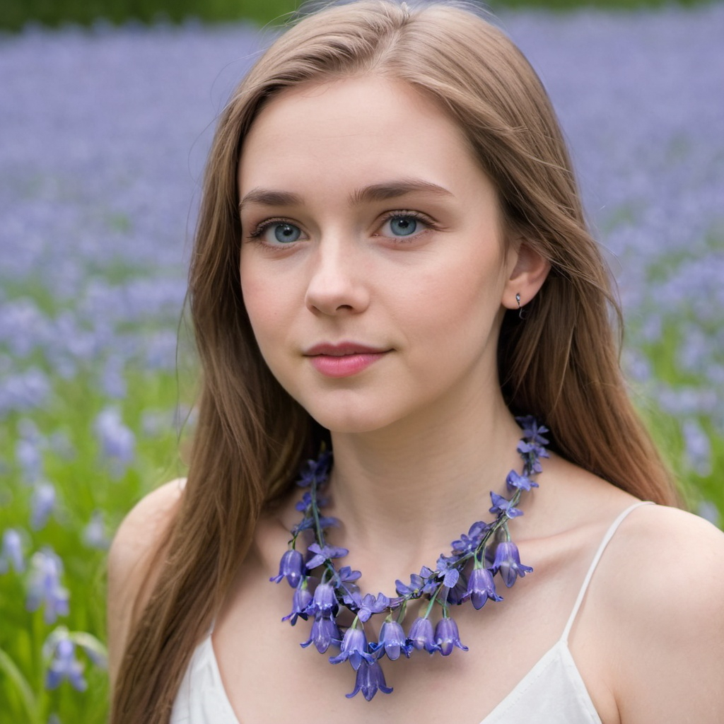 a beautiful young woman wearing a necklace made of b...