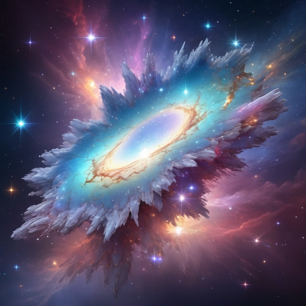 A (crystal quartz galaxy) with gem stars, cosmic neb...