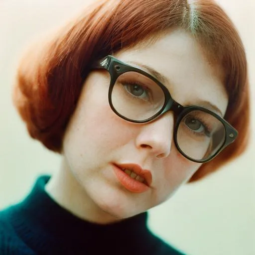 Velma Dinkley as a young woman, turtleneck orange sw... | OpenArt