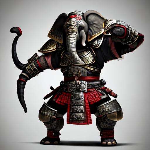 mutant-elephant in samurai armour standing with clen... | OpenArt