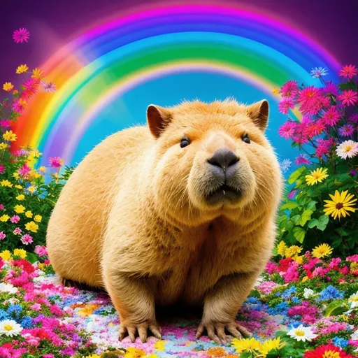 a capybara say thank you, centered, symmetry, painte...
