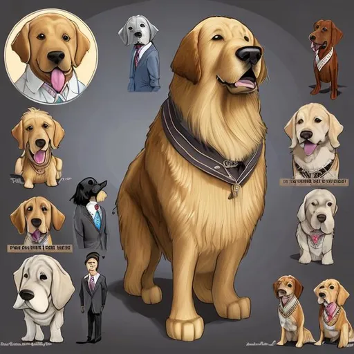 The anthropomorphic big old Golden Retriever dog is... | OpenArt