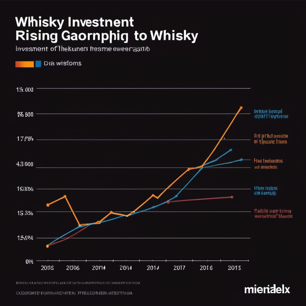 rising trend graph of whisky investment.