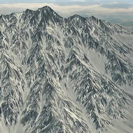 A photograph of a mountain range with transparent ra...