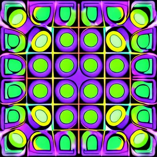 abstract rectangles and circles, transparent, neon y... | OpenArt