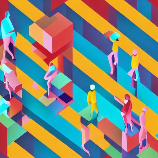 composition of 3d abstract figures, colourful, isome...