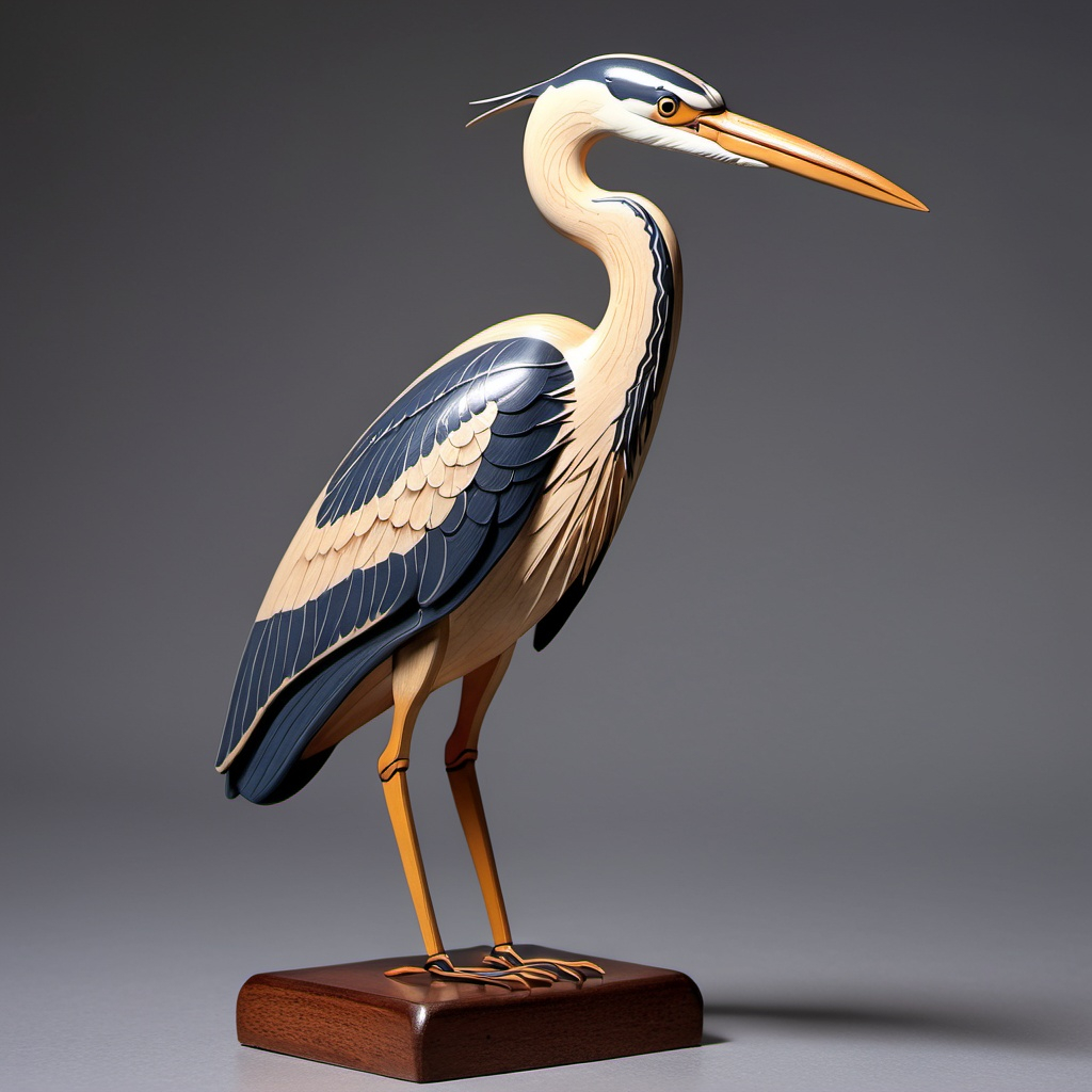 wooden model of heron