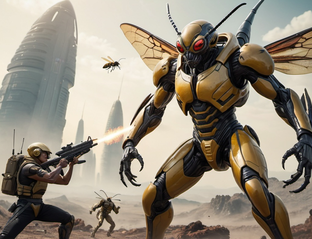 South-east Asian man,wearing high tech warrior suit,...