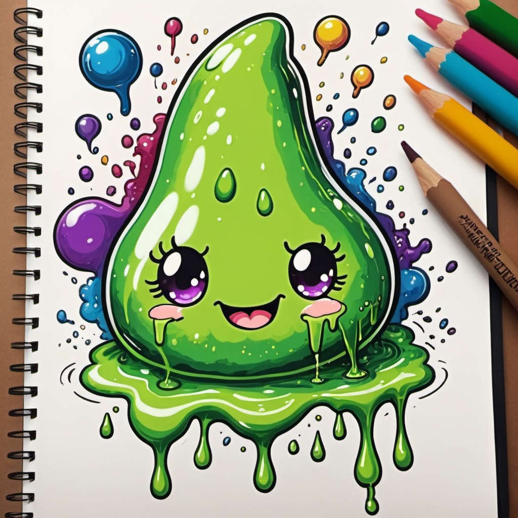 Insatiable Desire in color sketch note slime art style