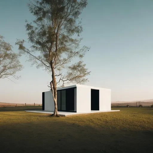 photgraph of a minimalist building in a simple rural...