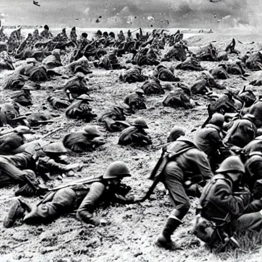 a army Fighting a other army on a battlefield in ww2 | OpenArt