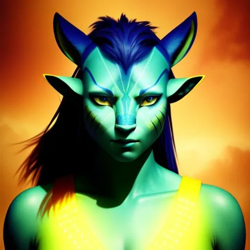 Portrait face, Na'vi from Avatar movie, center pose,... | OpenArt