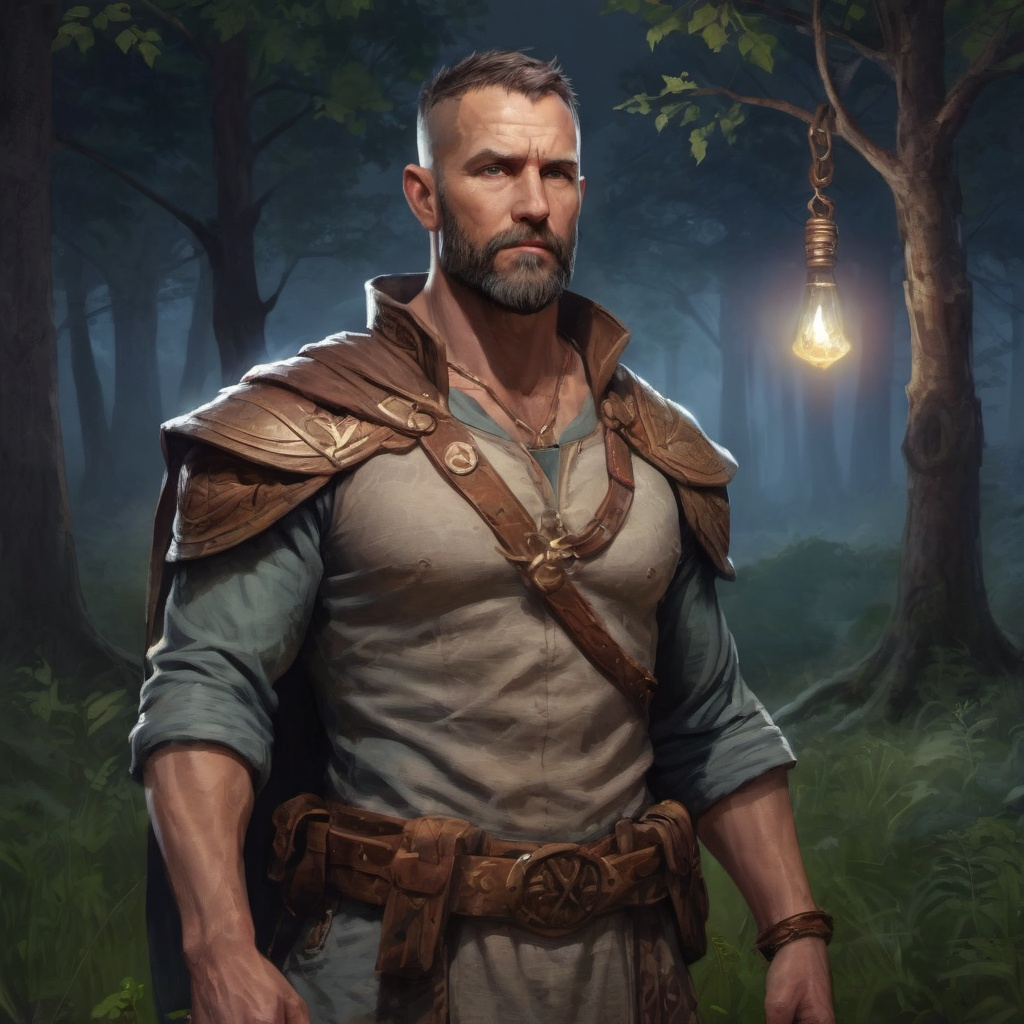 (head and torso) Male stocky fit muscular 40-year ol...