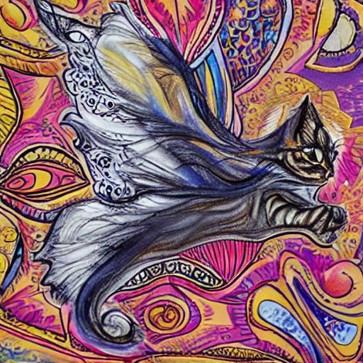Detailed Art of a Flying Gypsy Cat. | OpenArt