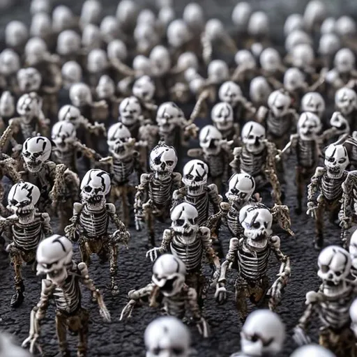 Skeleton army. Tiny. Realistic