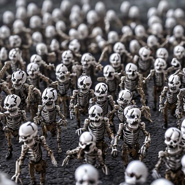 Skeleton army. Tiny. Realistic