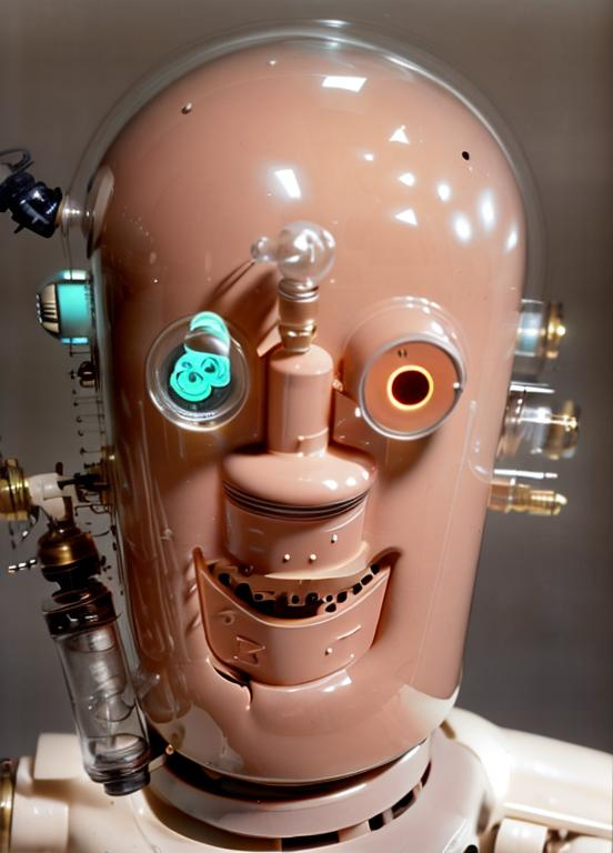 Weird disconcerting android automaton Old style vac...