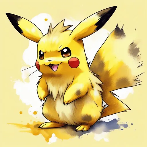 fluffy Pikachu, dark yellow and light yellow molted...