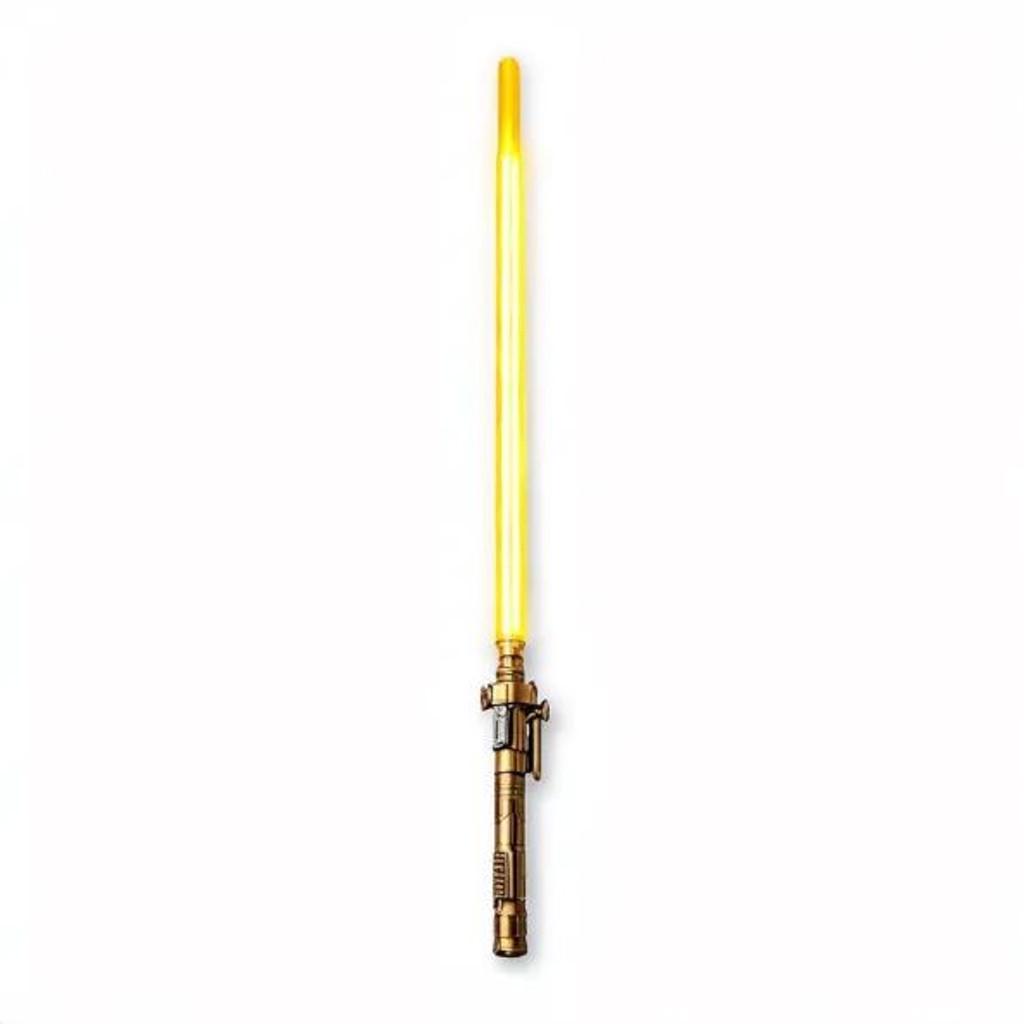 A clean gold lightsaber blade being emitted from an...