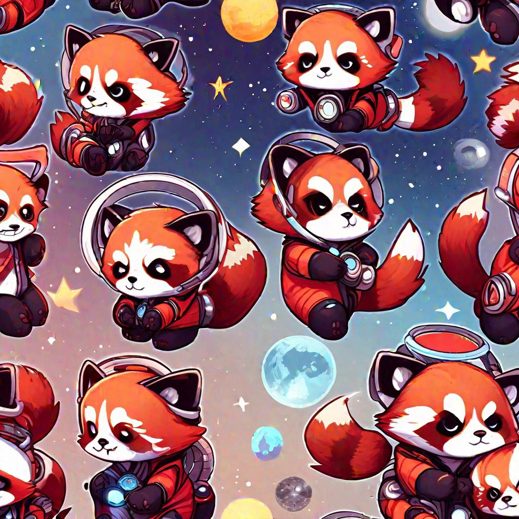 Red Panda, anthropomorphic, chibi style, cute, space... | OpenArt