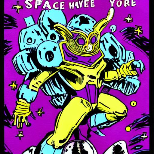 a multiversal god with a space print mask and a pur... | OpenArt