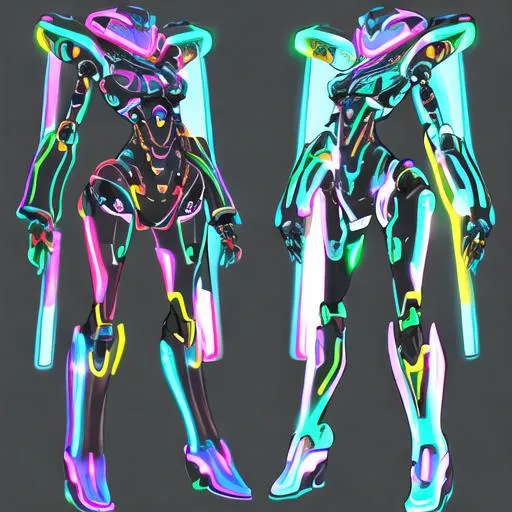 Cybernetically shimmered eyes , the neon future bor... | OpenArt