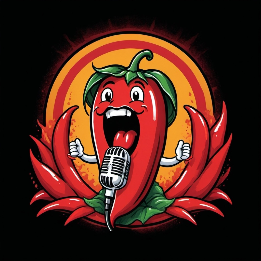 Stage background, music theme, Chili pepper singing...