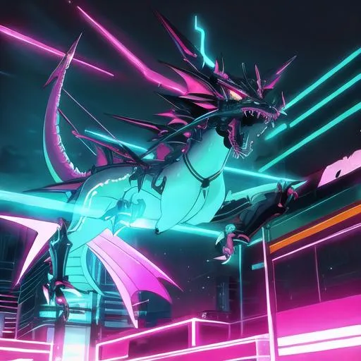 neon anime dragon