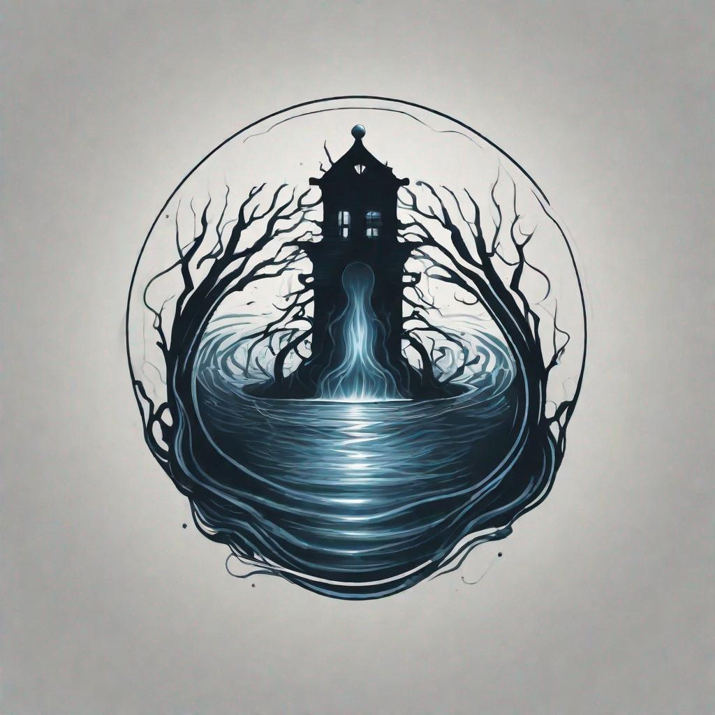 Design a simple yet creepy logo that combines elemen...