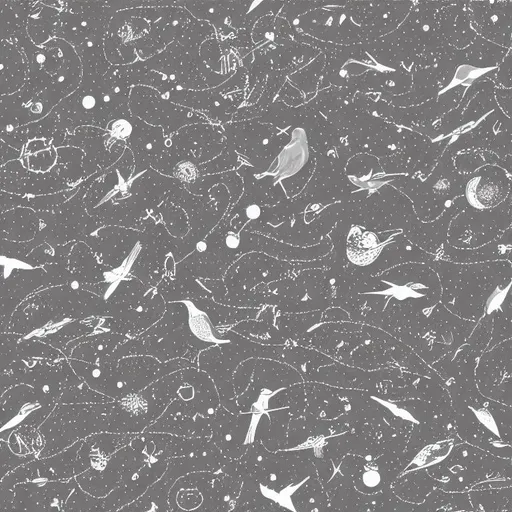 bird molecule space greyscale | OpenArt
