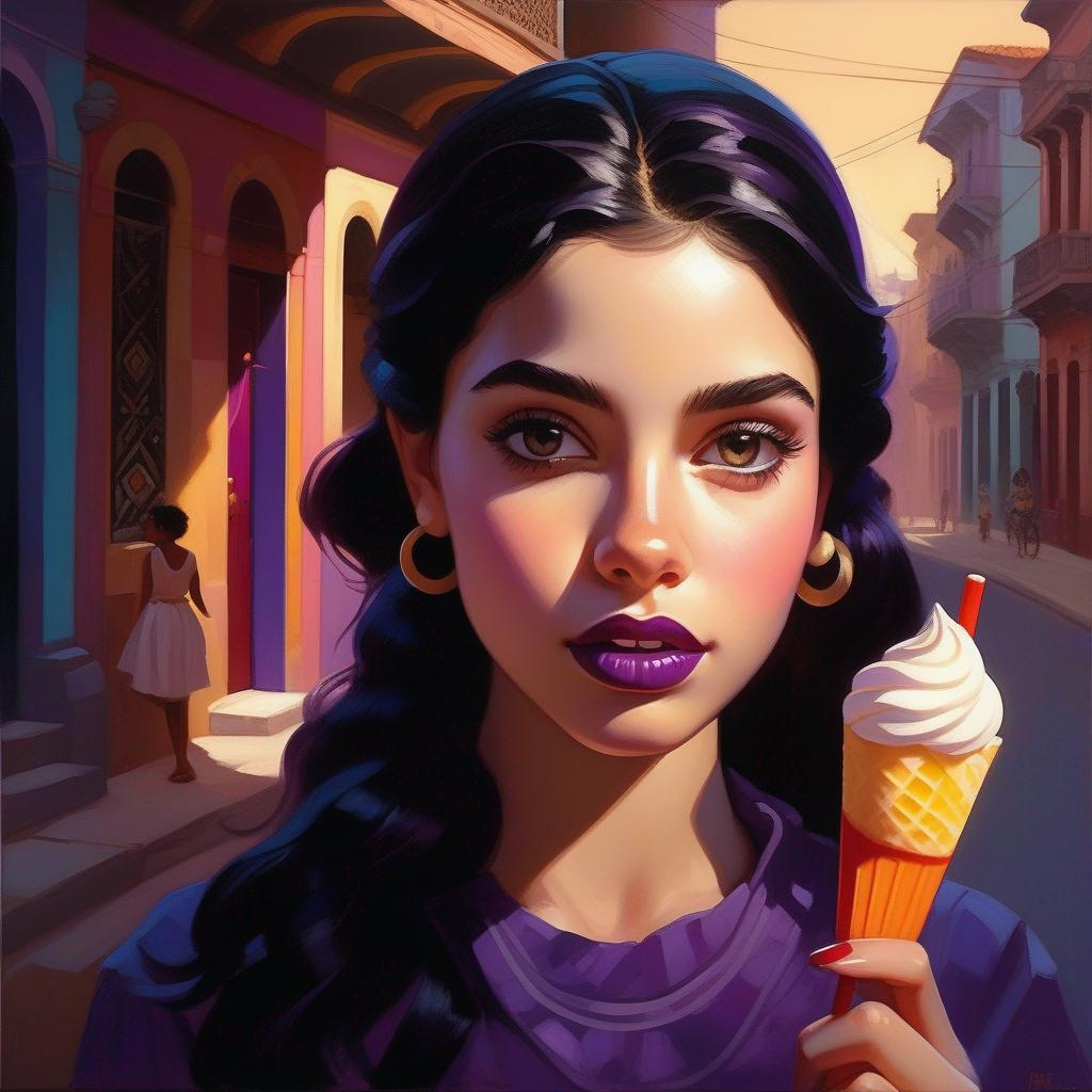 Cuban girl, pale skin, black hair, hazel eyes, Havan...